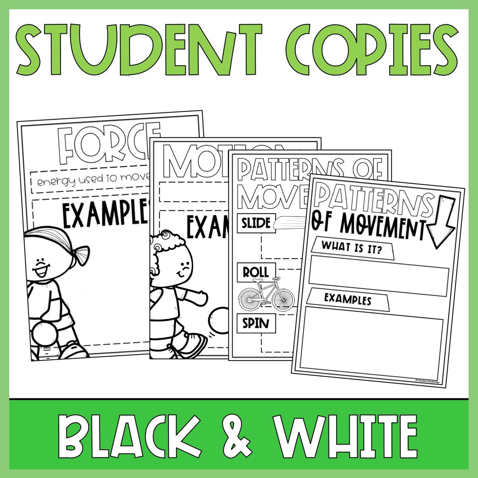 Patterns of Movement | Slide Spin and Roll Science Anchor Charts and ...