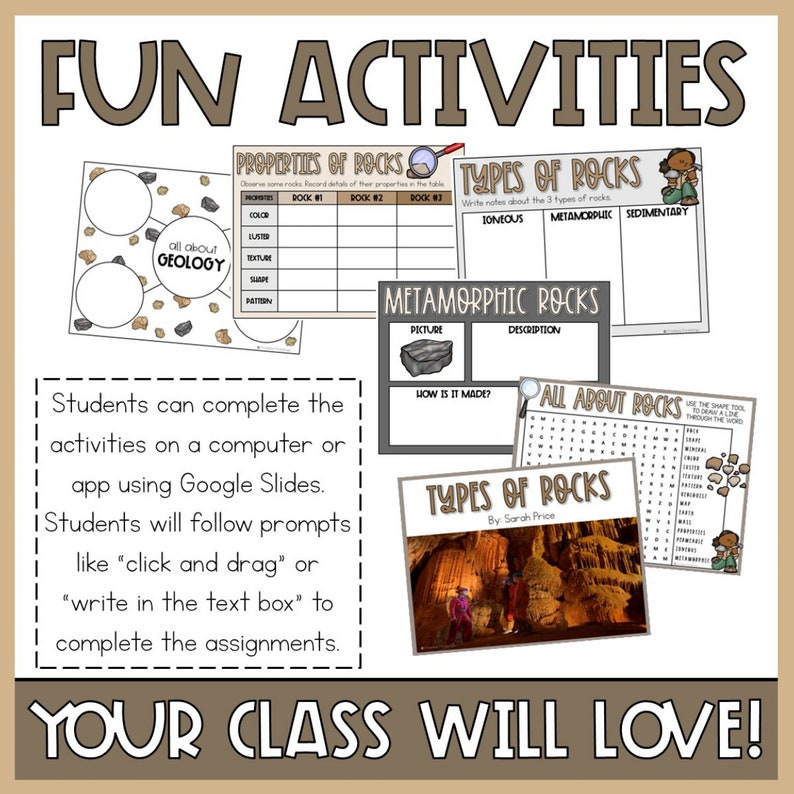 Types of Rocks - 2nd 3rd Grade Science Digital Activities - Etsy