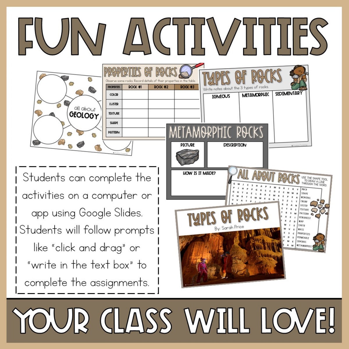 Types of Rocks - 2nd 3rd Grade Science Digital Activities - Etsy