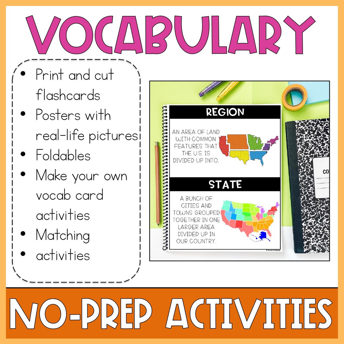 US Geography Worksheets | 5 Regions of the United States Lessons and ...