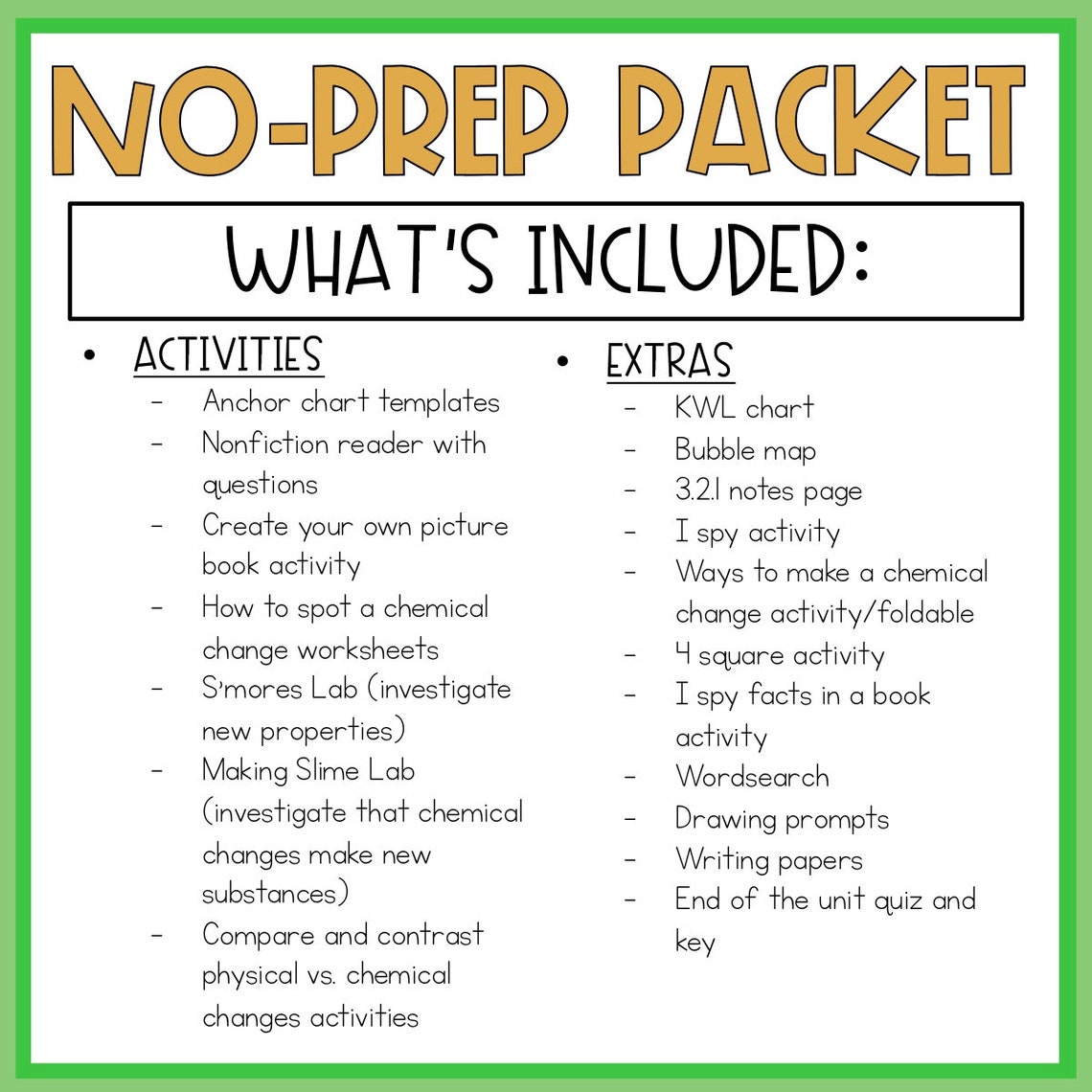 Chemical Changes Activities and Interactive Notebook Materials - Etsy