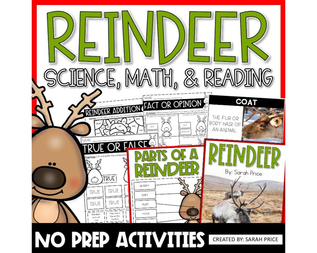 December Worksheets | Reindeer Science, Math & Literacy Activities ...