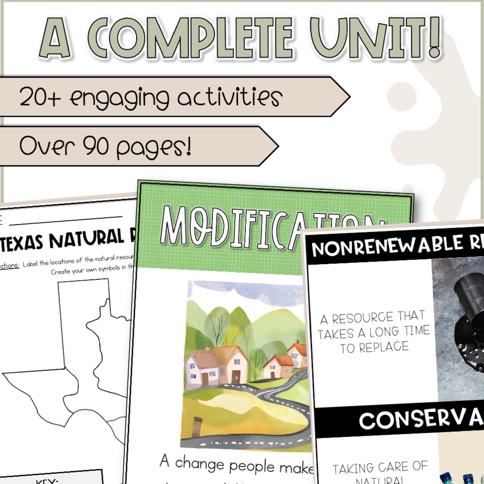 Natural Resources Worksheets – 4th Grade Texas Social Studies TEKS Unit ...