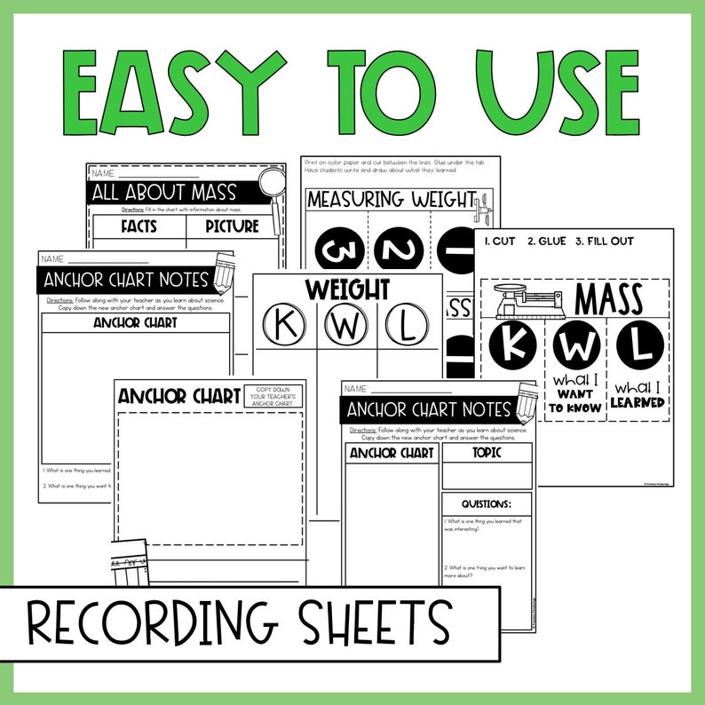 Measurement Activities Measuring Mass and Weight Anchor Charts and ...