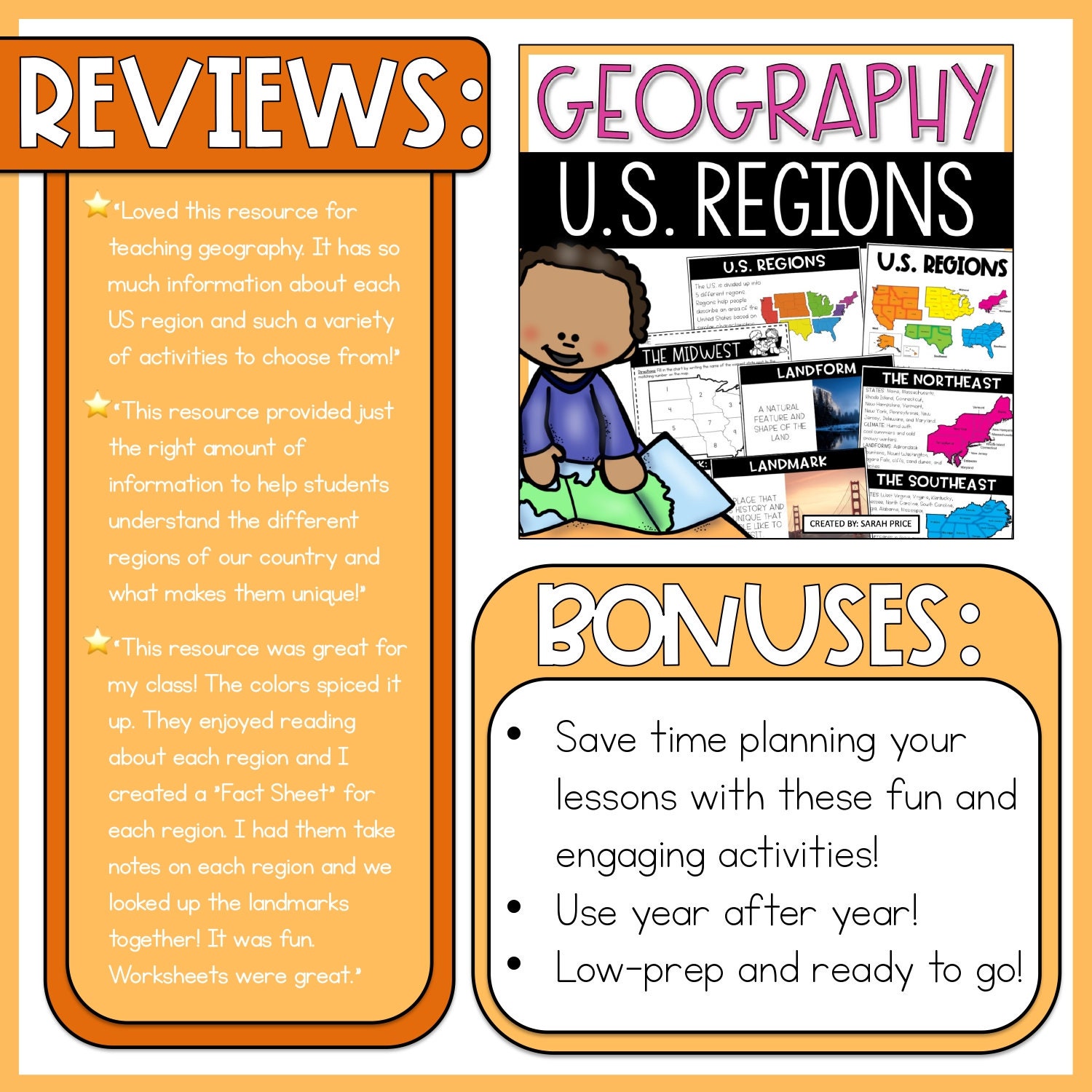 US Geography Worksheets | 5 Regions of the United States Lessons and ...