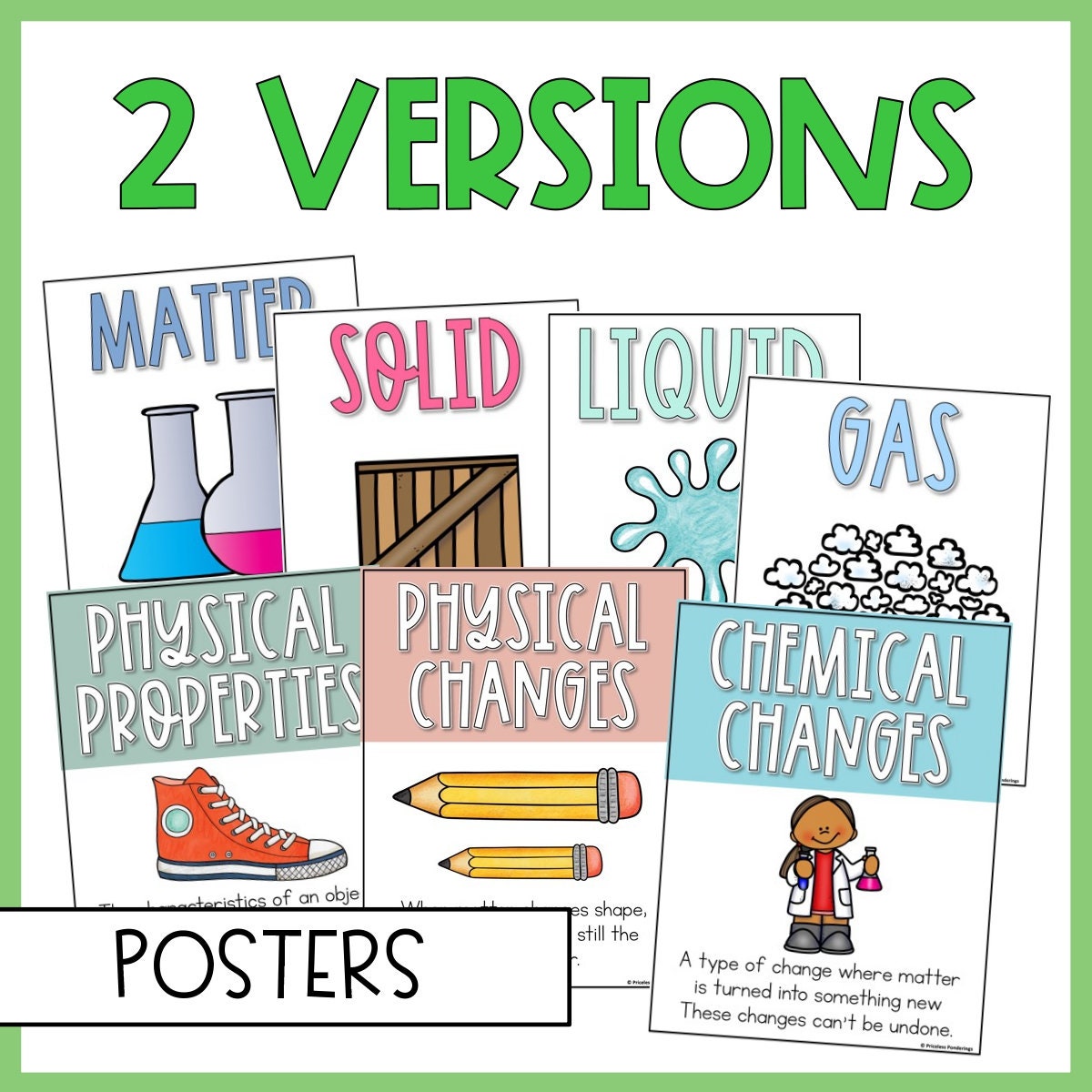 Physical and Chemical Changes Anchor Charts and Changes in Matter ...