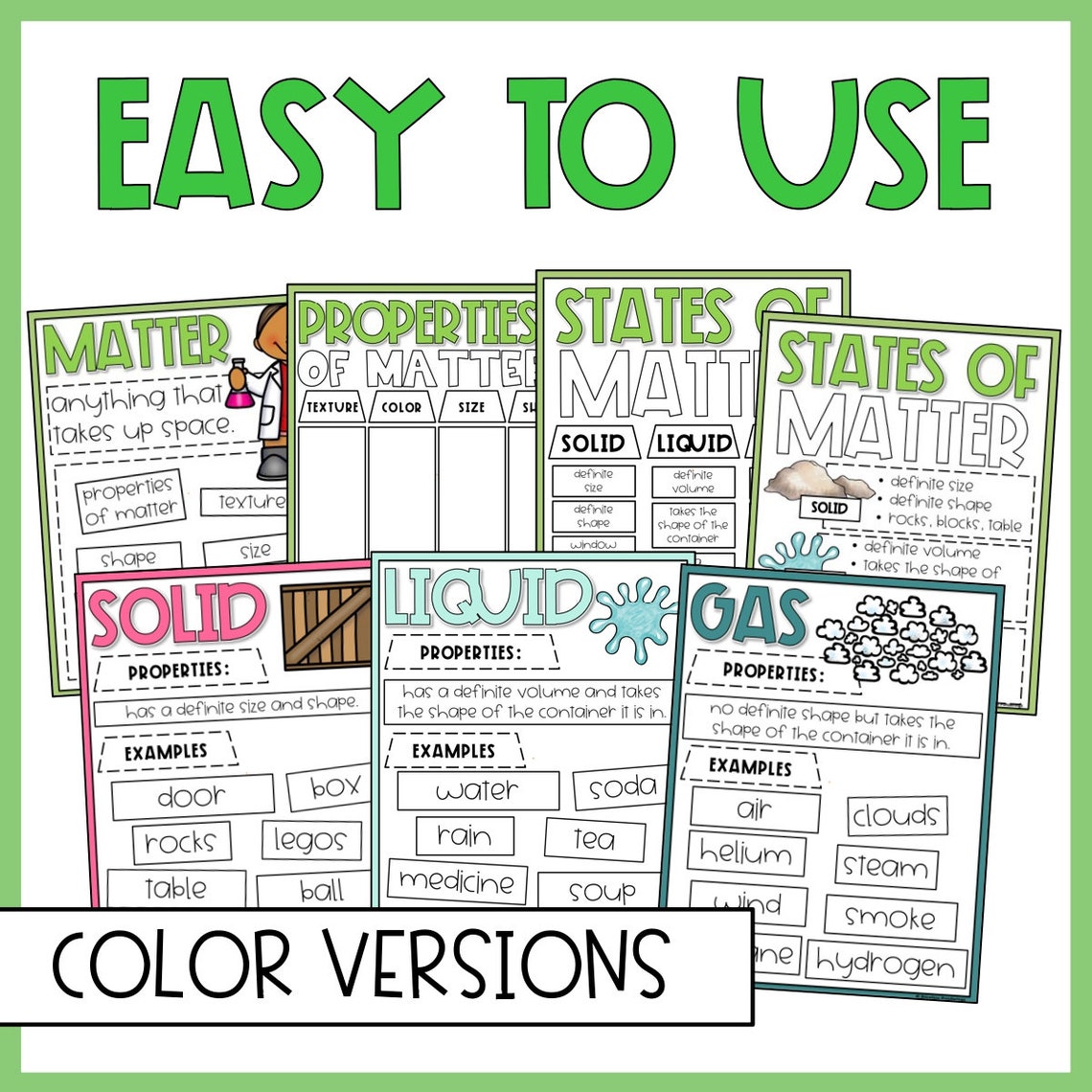 States of Matter Anchor Charts | States of Matter Worksheets Science ...