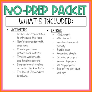 Founding Fathers John Adams Biography Activities and History Worksheets ...