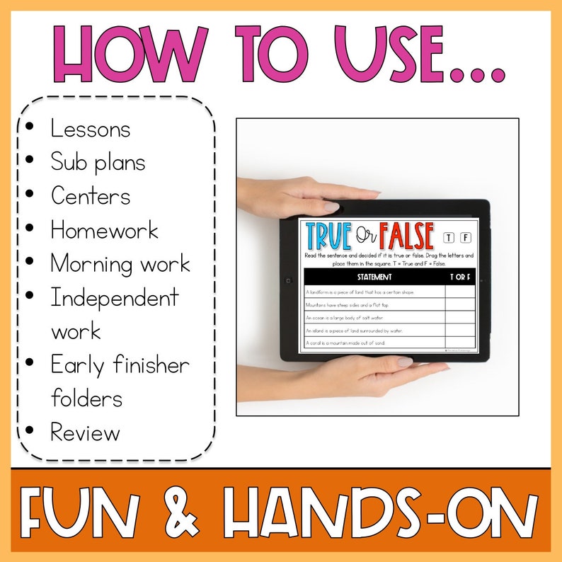 Landforms Bodies of Water Digital Activities - 2nd & 3rd Grade ...