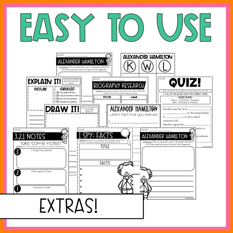 Alexander Hamilton Biography and Timeline Activities and Worksheets - Etsy