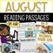 August Reading Comprehension Worksheets for 2nd & 3rd Grade | Back to ...