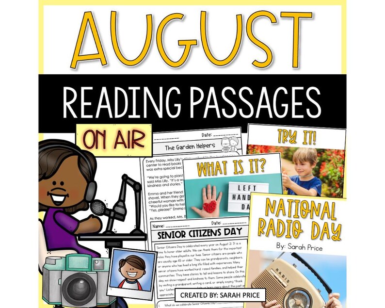 August Reading Comprehension Worksheets for 2nd & 3rd Grade | Back to ...