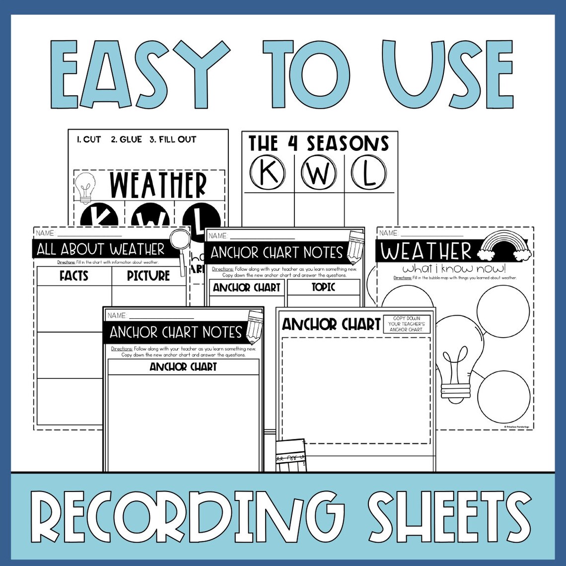 Types of Weather Four Seasons Anchor Charts - 2nd & 3rd Grade Science ...