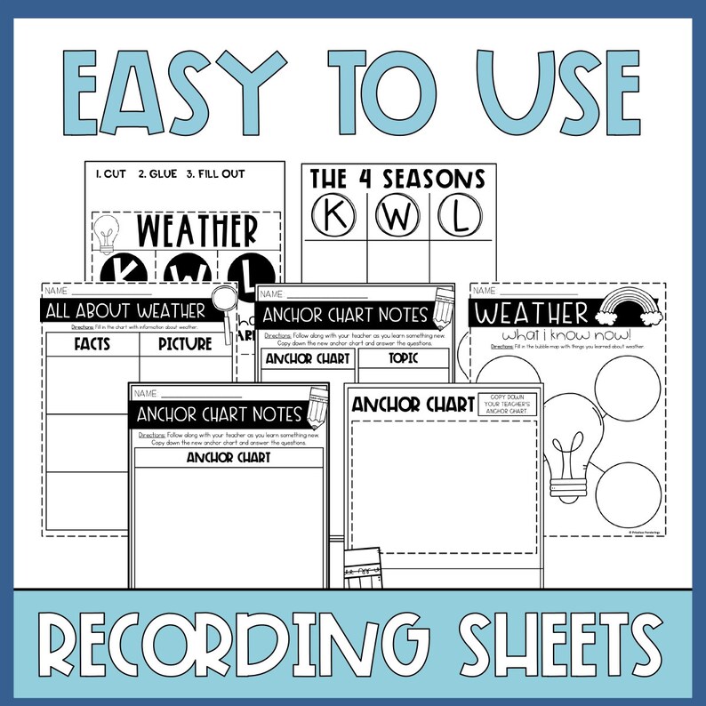 Types of Weather Four Seasons Anchor Charts - 2nd & 3rd Grade Science ...