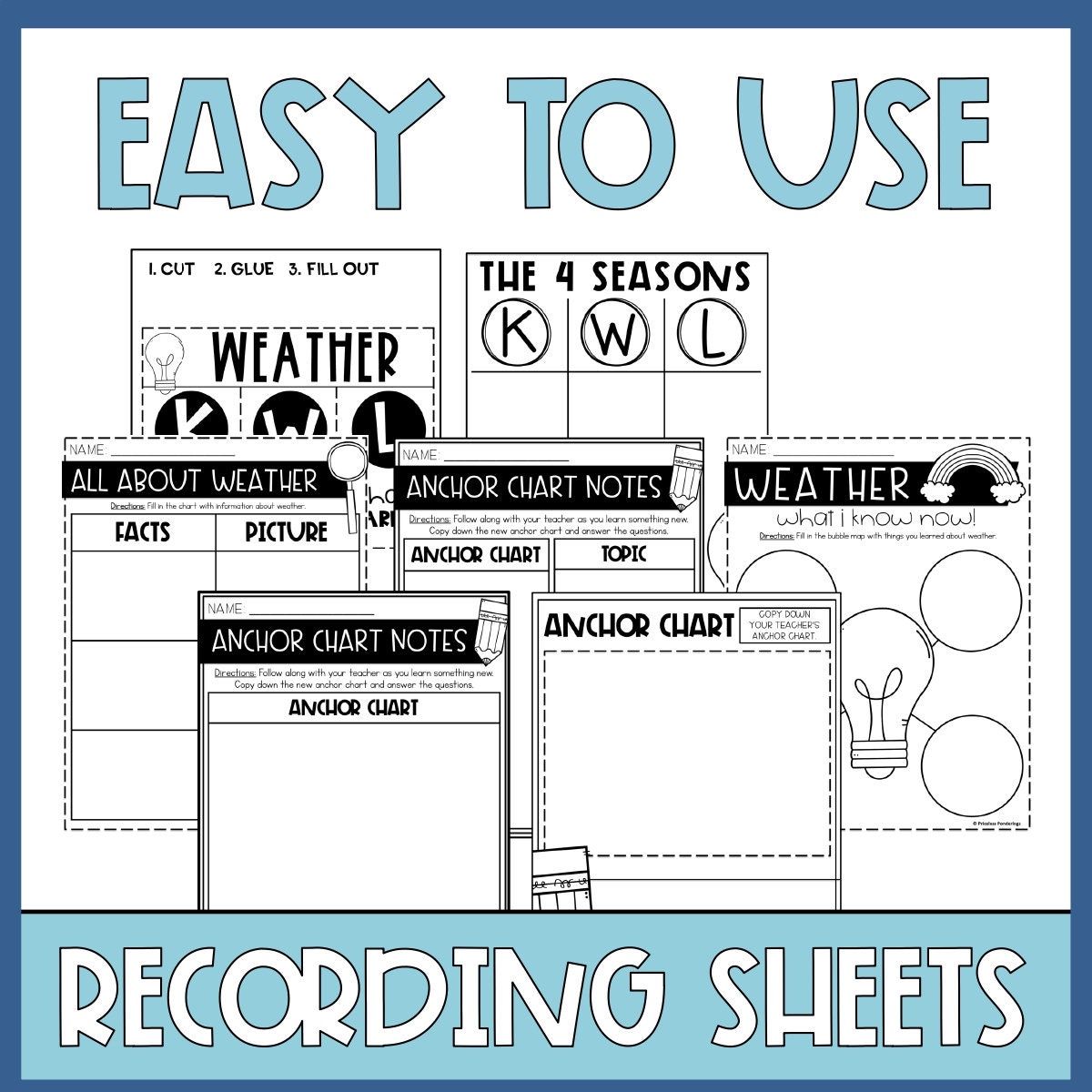 Types of Weather Four Seasons Anchor Charts - 2nd & 3rd Grade Science ...