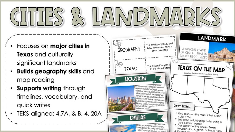 4th Grade Texas Geography Curriculum | TEKS Aligned Social Studies ...