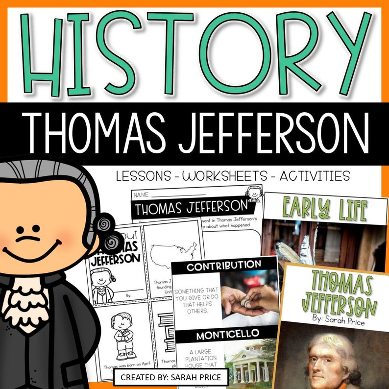 Thomas Jefferson Activities and History Worksheets Pack - Etsy