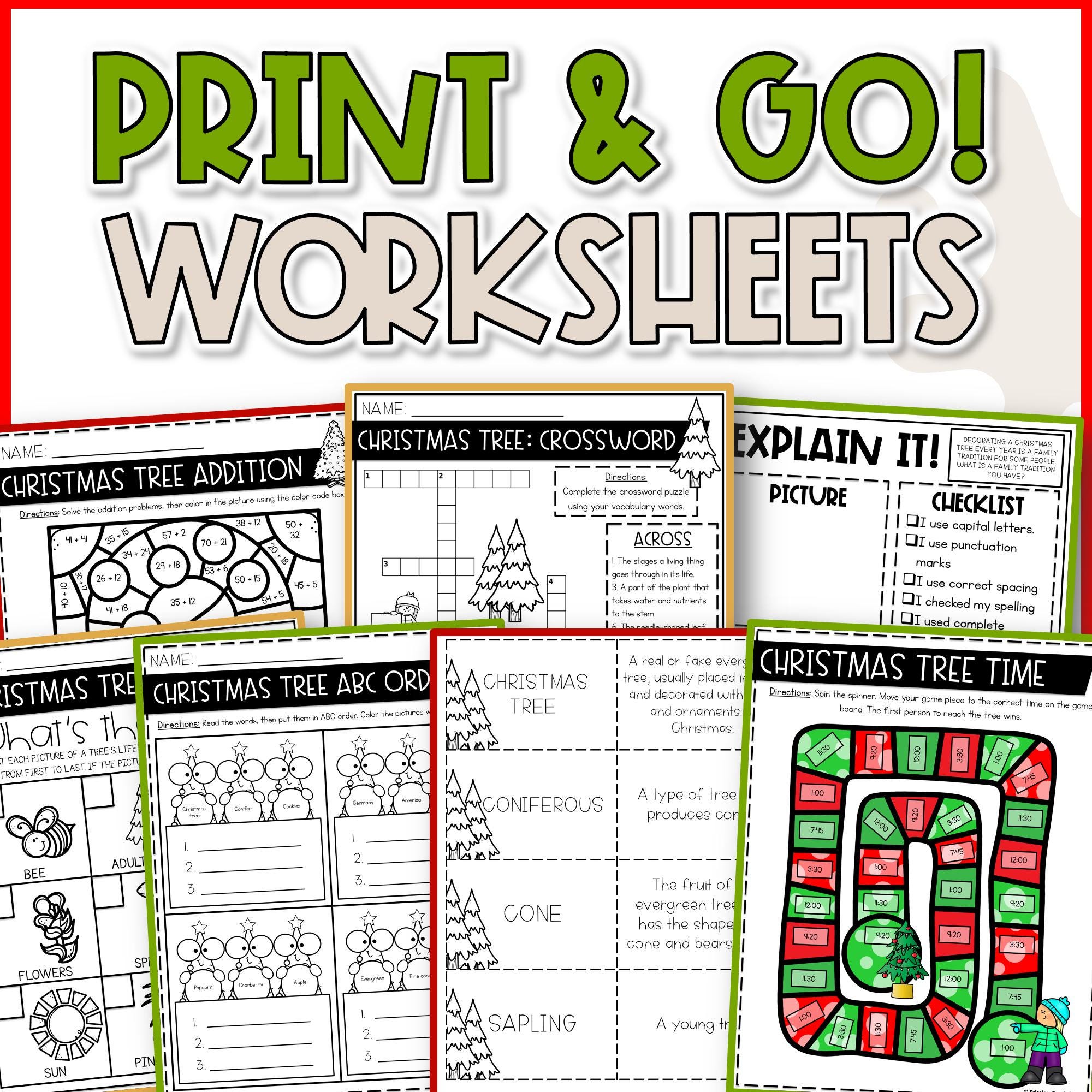 Christmas Tree Worksheets - December Activities | Science, Social ...