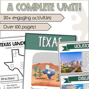 Texas Cities and Landmarks Unit | 4th Grade Texas History Worksheets ...