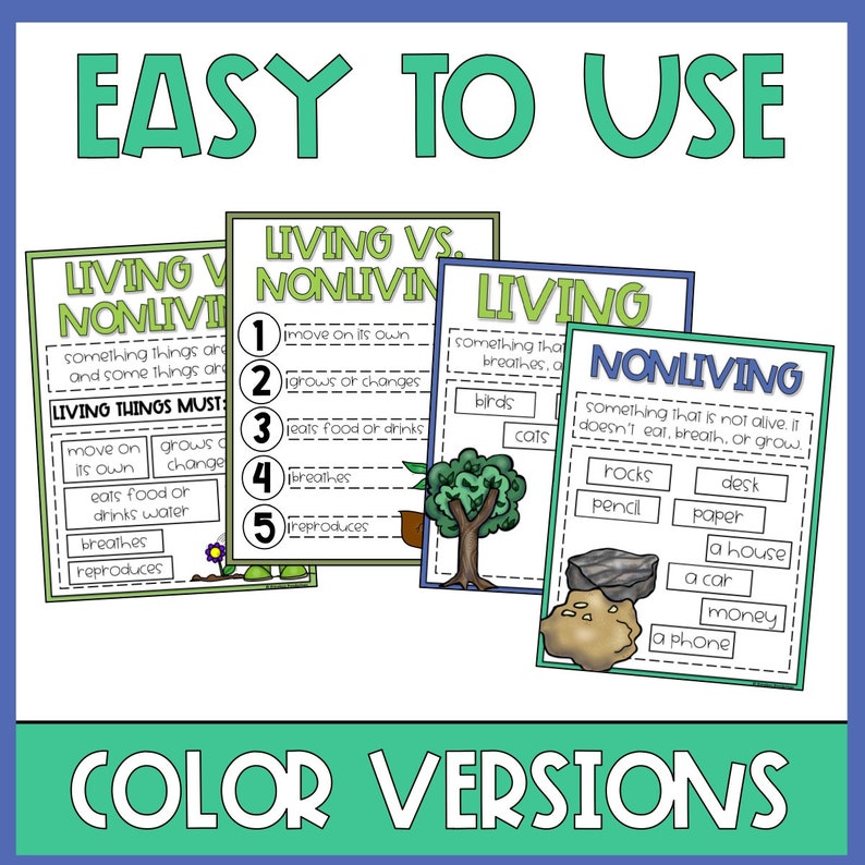 1st 2nd Grade Life Science Posters - Living & Non-living Things Anchor ...