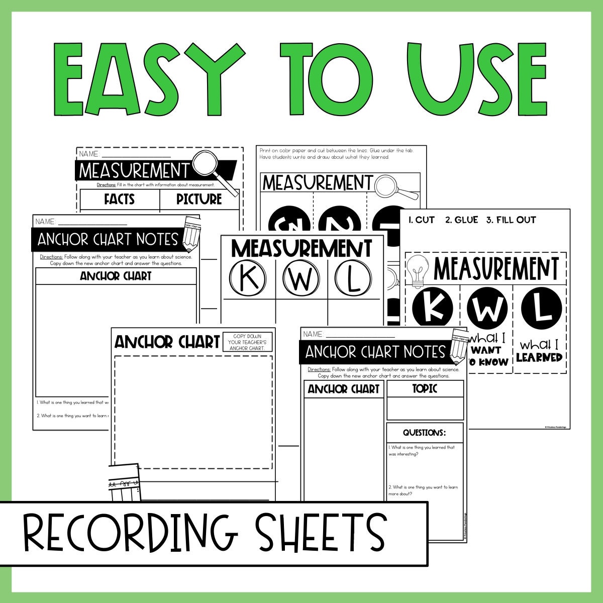 Measurement Length Anchor Charts and Nonstandard and Standard Posters ...