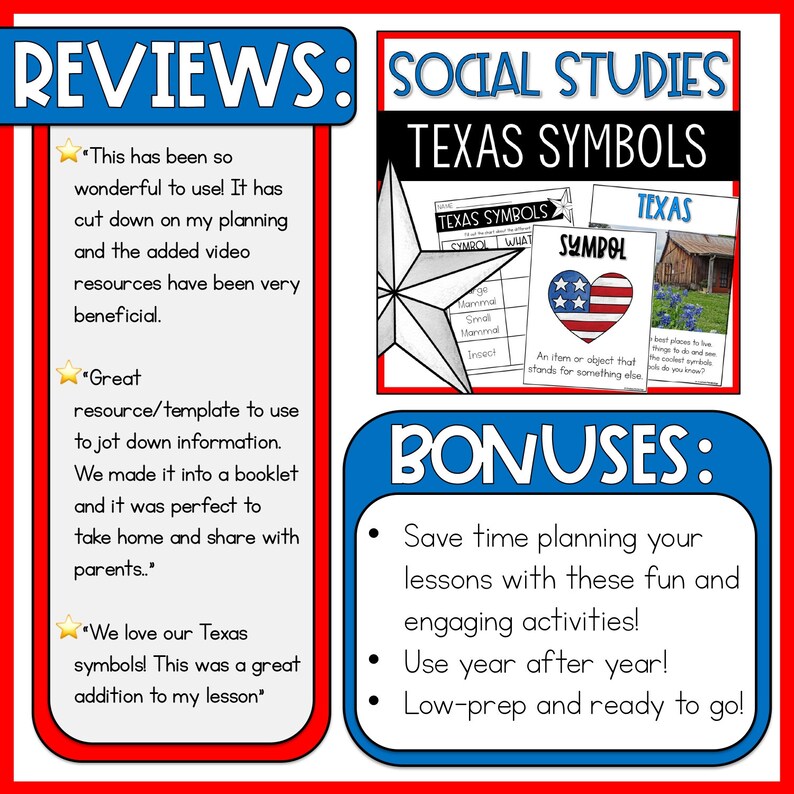 Texas Symbols Activities, Worksheets Lessons - 1st & 2nd Grade Social ...