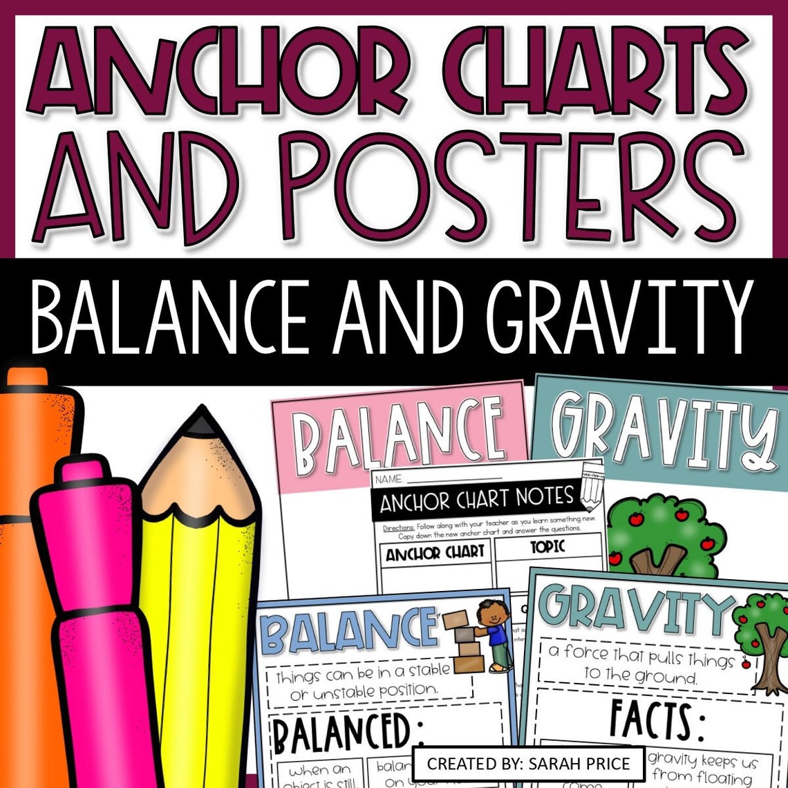 Balance and Gravity Anchor Charts and Science Posters - Etsy