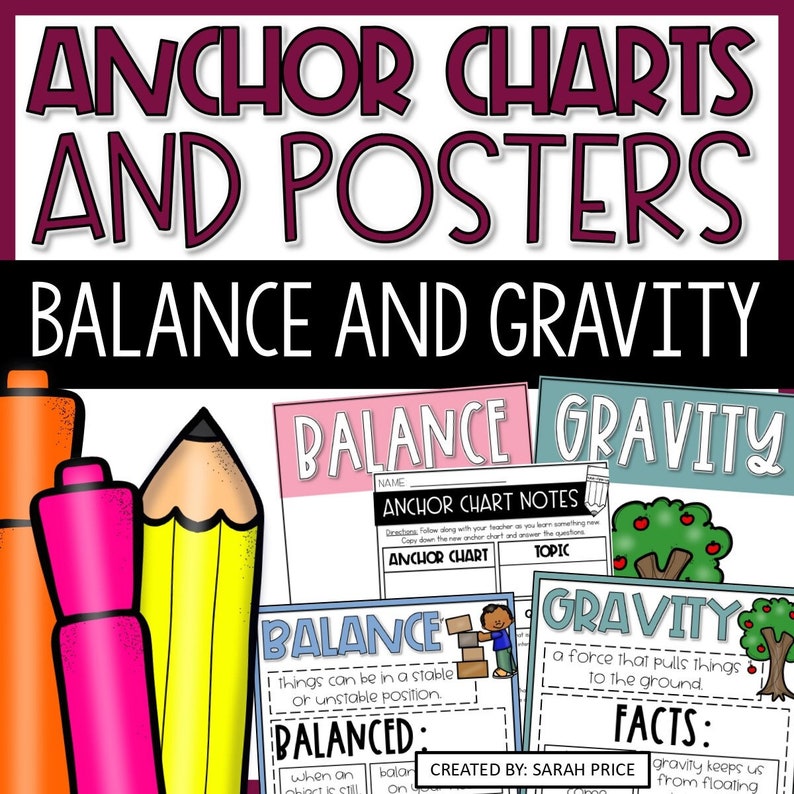 Balance and Gravity Anchor Charts and Science Posters - Etsy