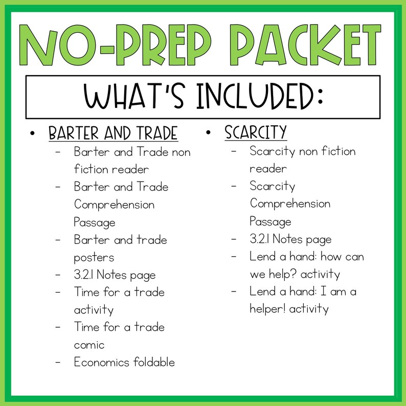 2nd Grade Social Studies Worksheets Economics for Kids Barter & Trade ...