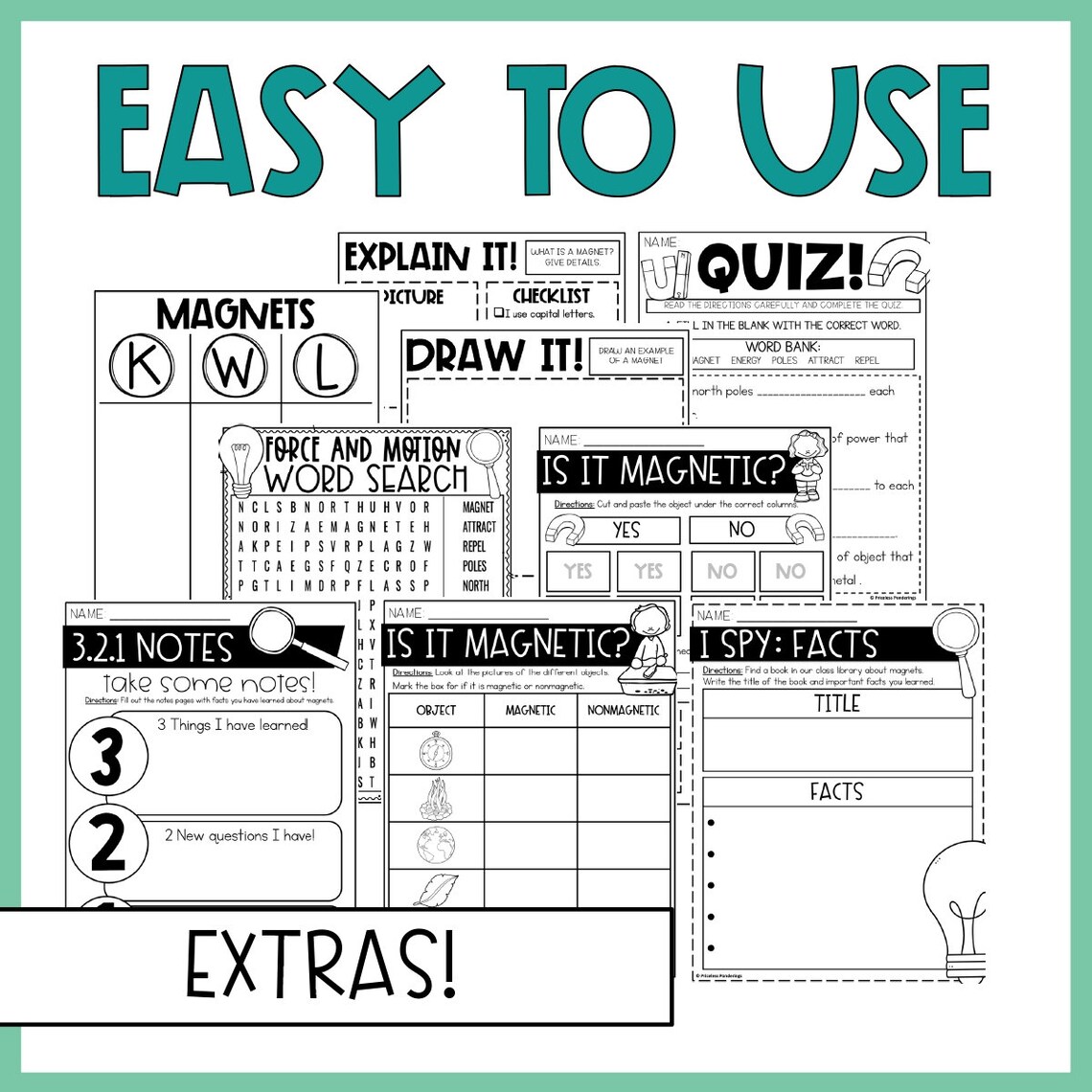 2nd & 3rd Grade Science Magnets Unit Magnetism Activities, Science ...