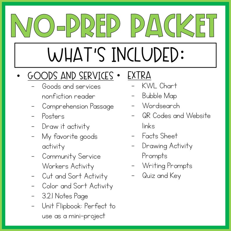 Goods and Services Activities Worksheets - 2nd & 3rd Grade Economics ...