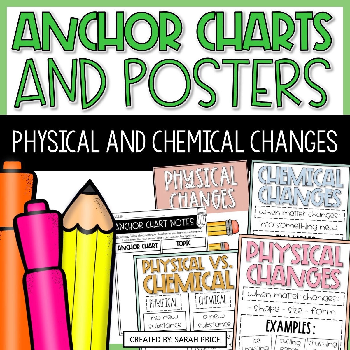 Physical and Chemical Changes Anchor Charts and Changes in Matter ...