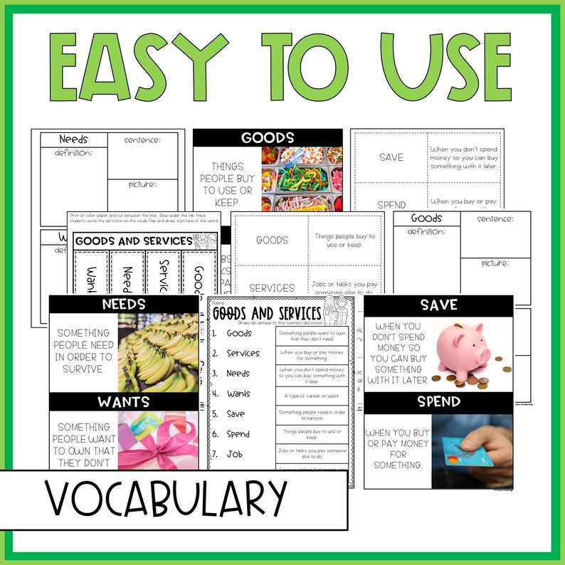 Goods and Services Activities Worksheets 2nd & 3rd Grade Economics ...