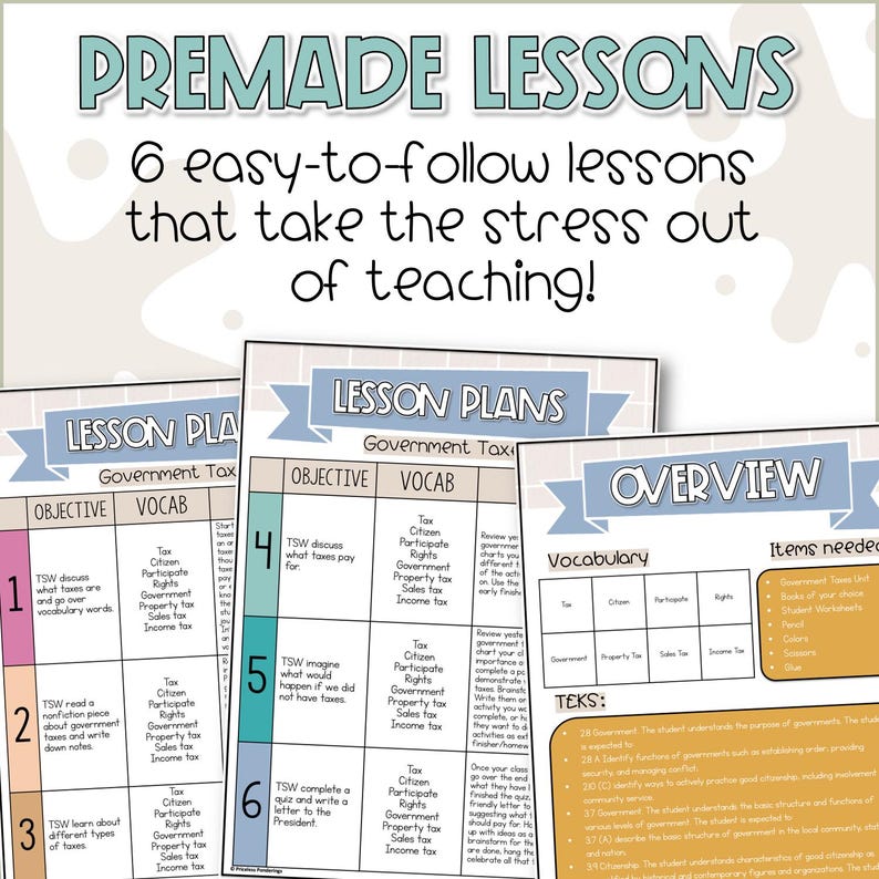 Taxes Activities for Elementary | Government Activities | Social ...