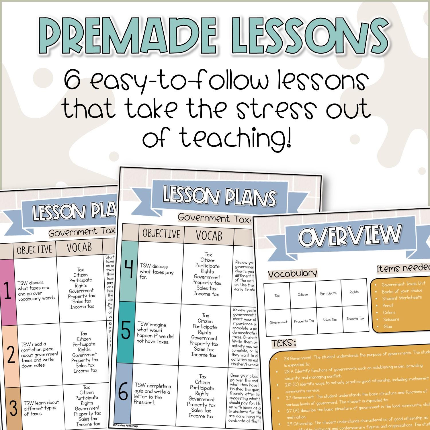 Taxes Activities for Elementary | Government Activities | Social ...