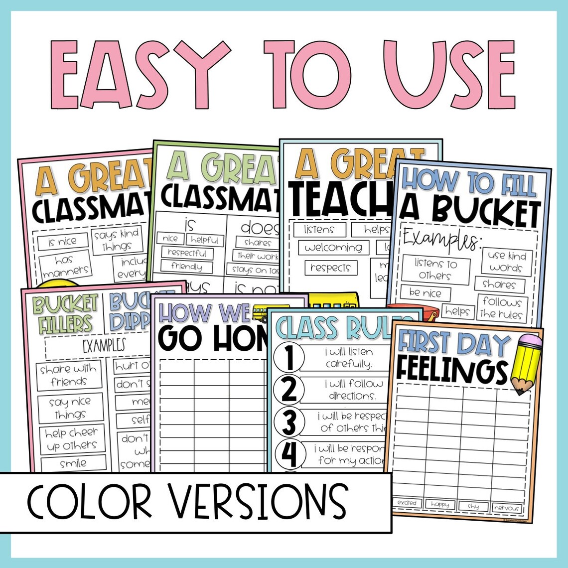 Back to School Anchor Charts and Classroom Rules Posters - Etsy