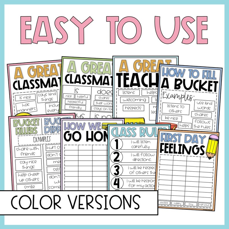 Back to School Anchor Charts and Classroom Rules Posters - Etsy