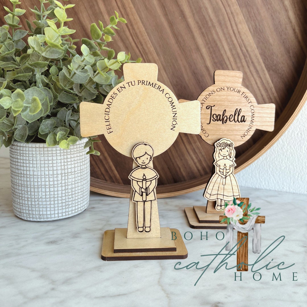First Communion Cross, 1s Communion Gift, Cake Topper, Personalized ...