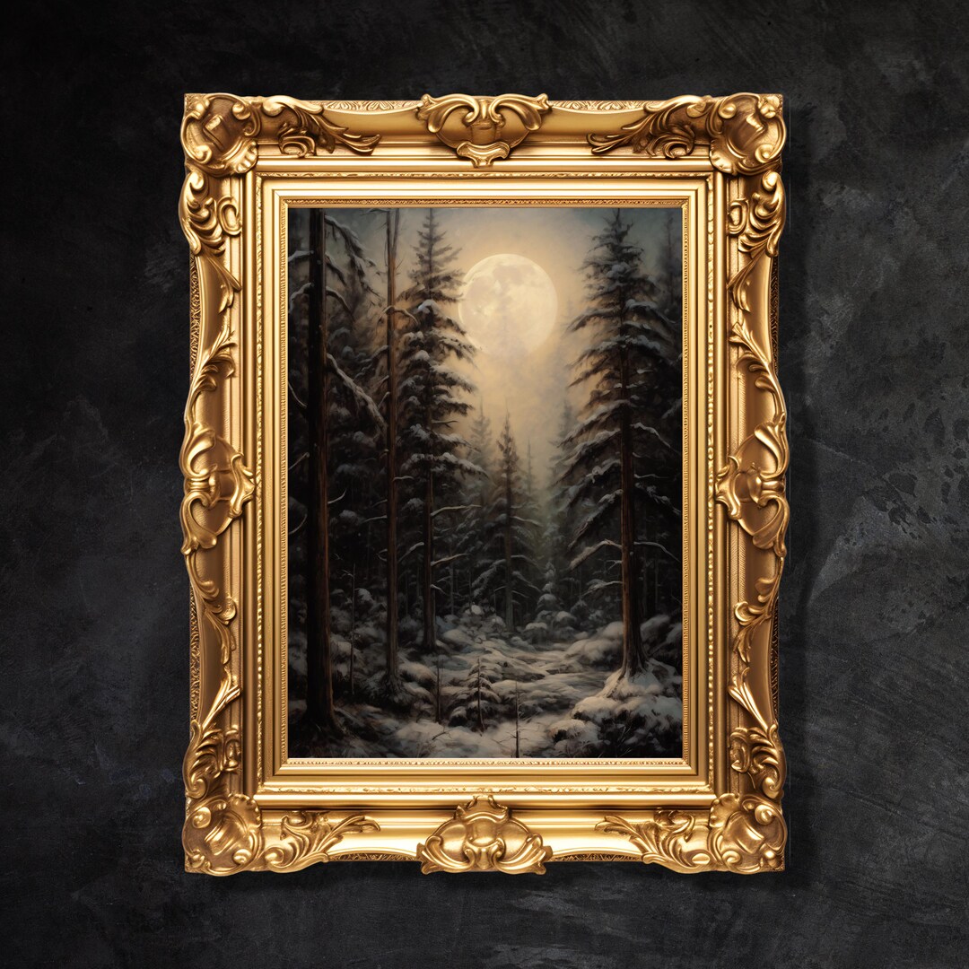 Gothic Winter Forest Wall Art Printable Moody Christmas Dark Academia ...