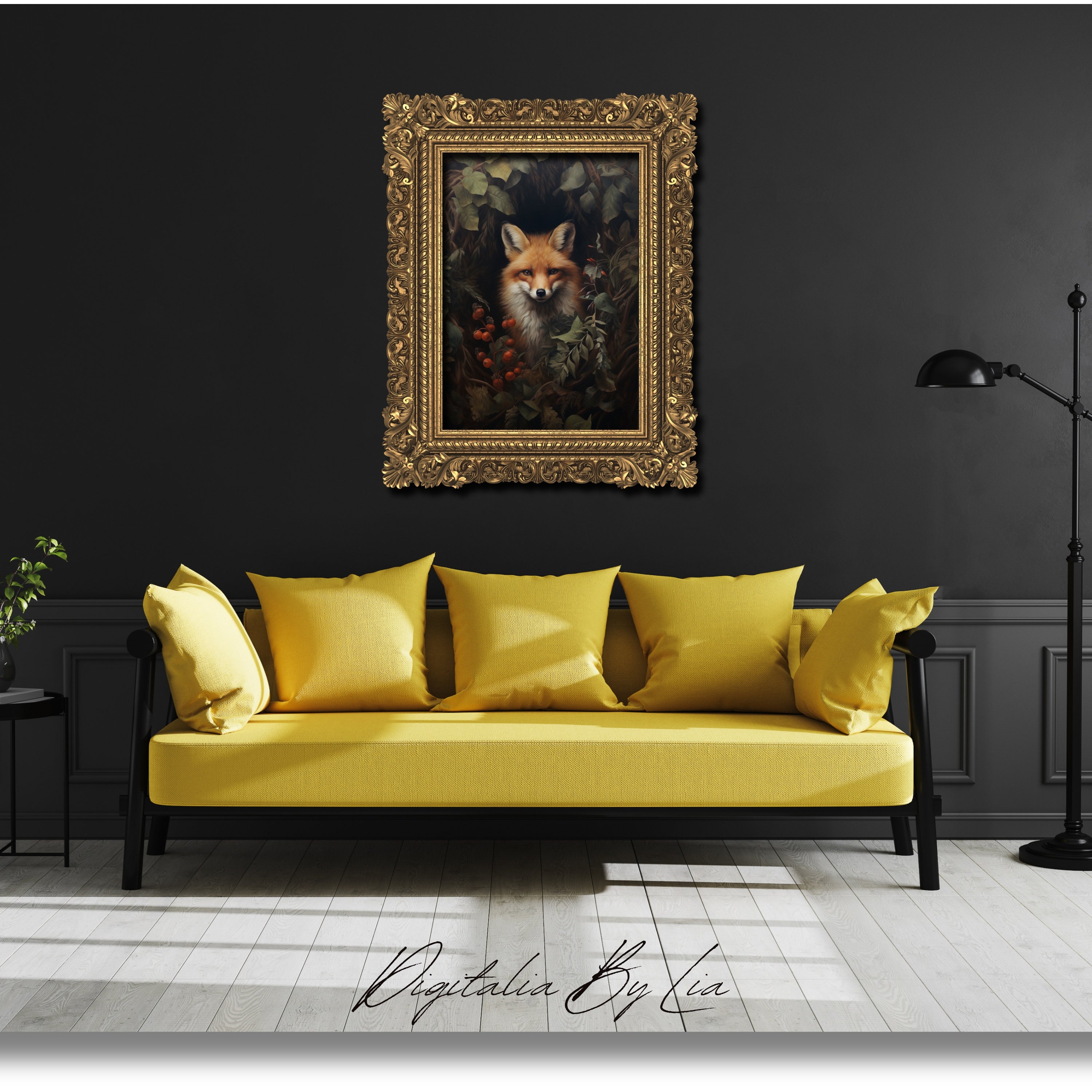 Vintage Fox Wall Art Printable, Printable Fox Art Poster, Dark ...