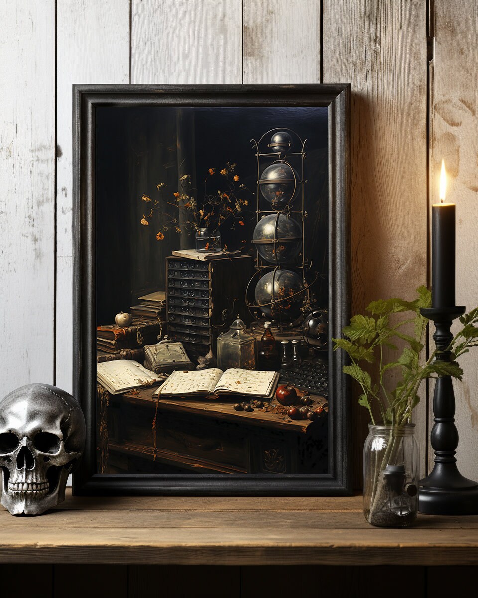 Dark Academia Art Print Printable Dark Science Gothic Wall - Etsy