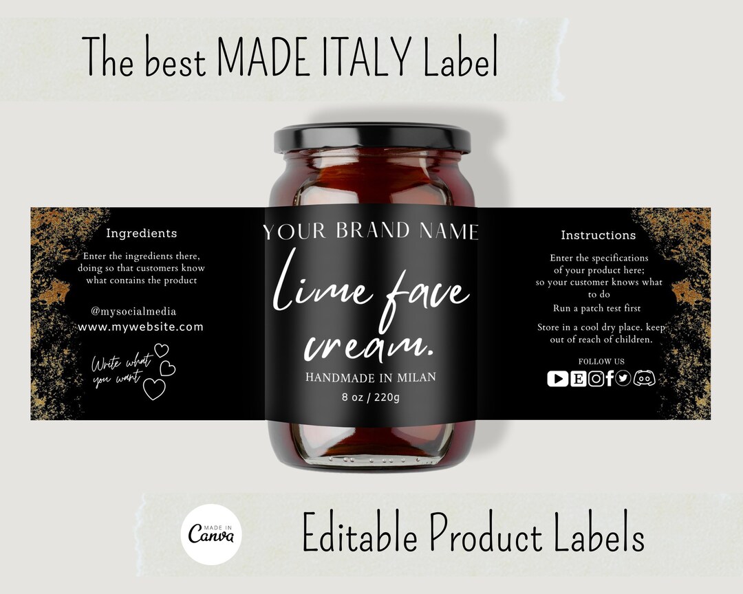 Jar Label Template Personalized Product Label Custom Product Label ...