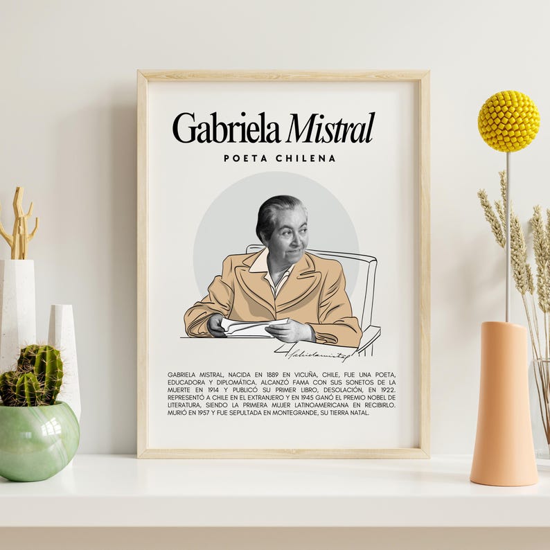 Gabriela Mistral, Chilean Poet Wall Art, Feminist Art Print, Literary ...