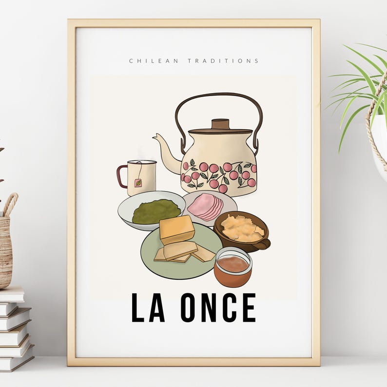 La Once Print, Chilean Food Illustration, Chilean Wall Art, La Once ...