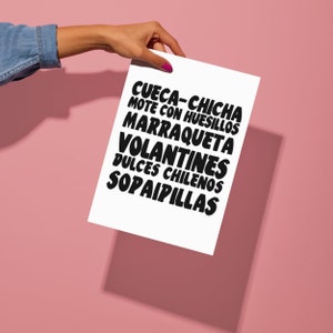 Chilean Print, Chile Food Poster, Traditional Chilean Dishes, Chilean ...