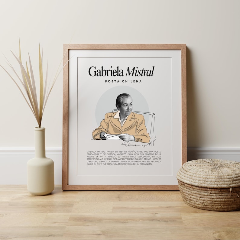 Gabriela Mistral, Chilean Poet Wall Art, Feminist Art Print, Literary ...