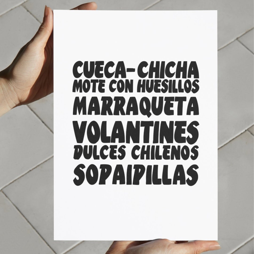 Chilean Print, Chile Food Poster, Traditional Chilean Dishes, Chilean ...