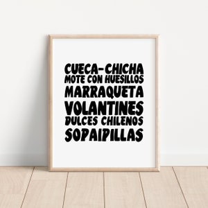 Chilean Print, Chile Food Poster, Traditional Chilean Dishes, Chilean ...