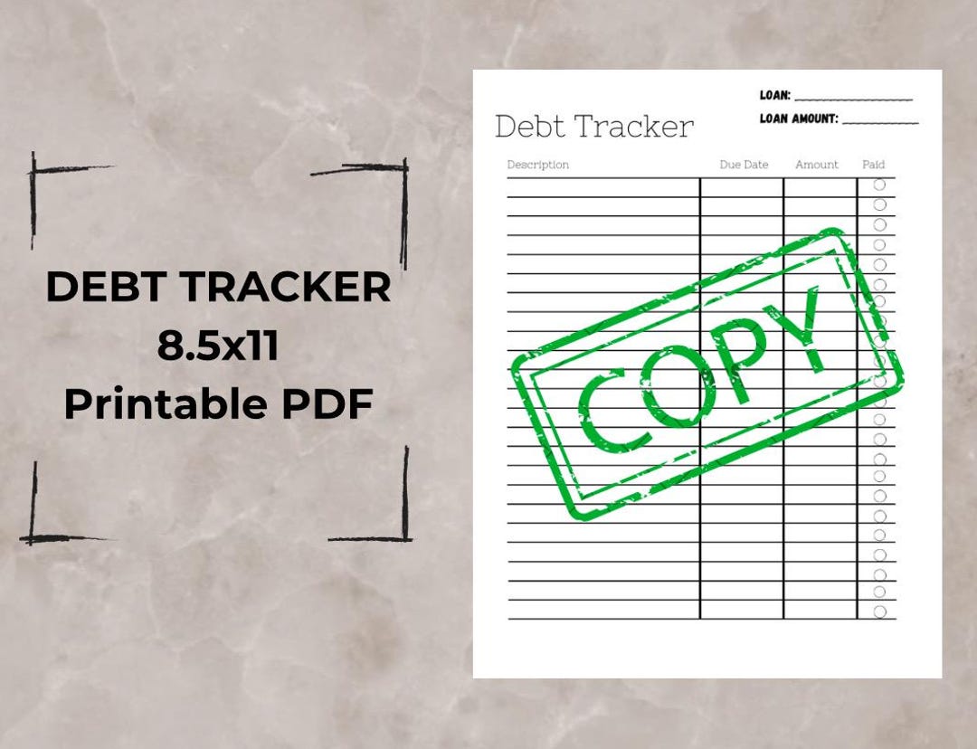 Debt Tracker, Printable Pdf, 8.5x11 - Etsy