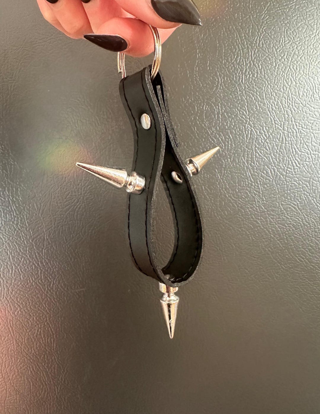 DOVES Spiked Leather Keychain - Etsy